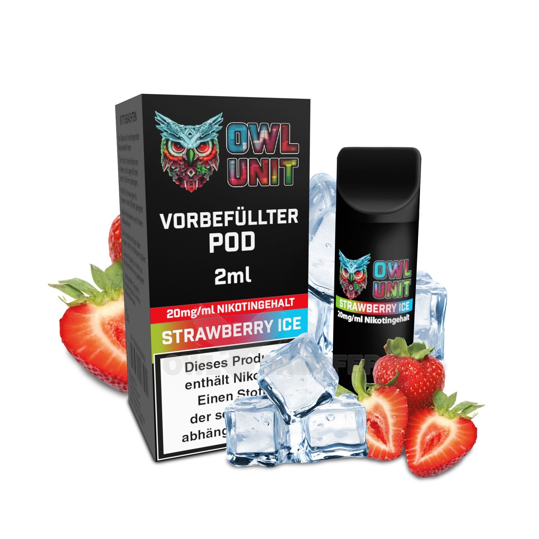 OWL Unit Tankeinheit Podsystem Strawberry Ice 2 ml 20 mg, 3,49